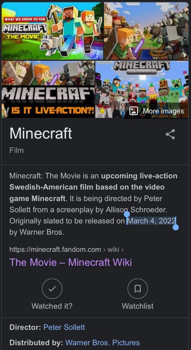 More images Minecrart Film Minecraft: The Movie is an upcoming live ...