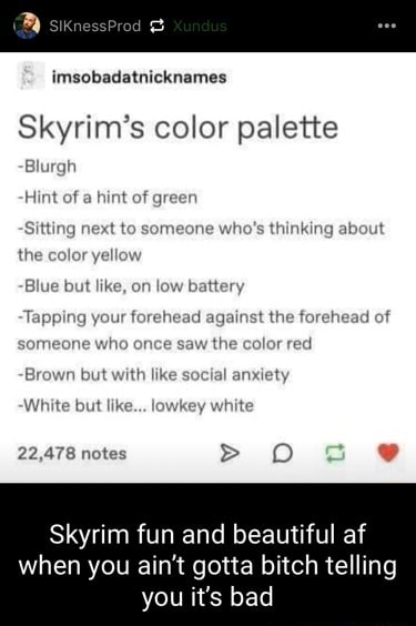 Skyrim's color palette af hint green the ester en thinking about aur ...