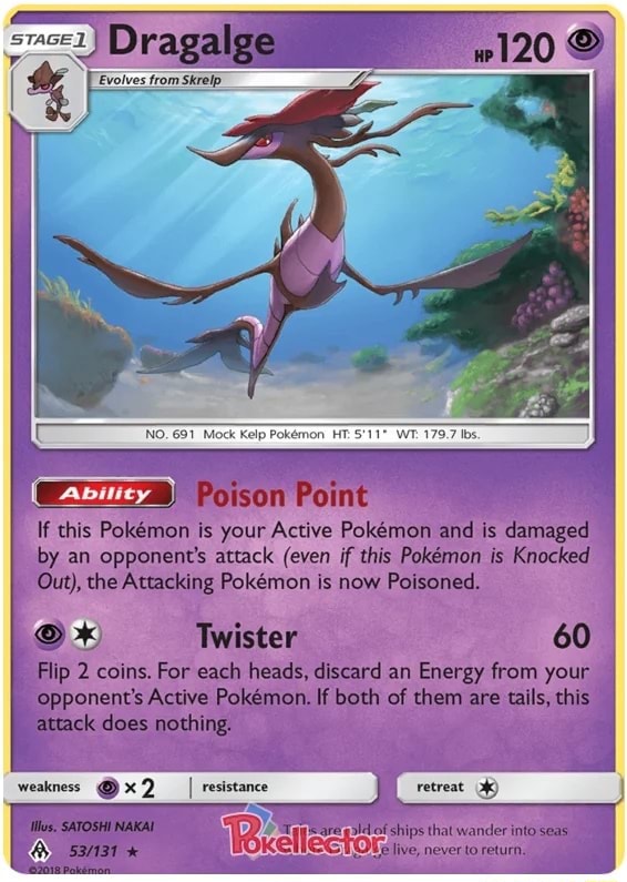 Sace1) Dragalge NO. 691 Mock Kelp Pokemon HT WT. 179.7 Ibs. Poison ...