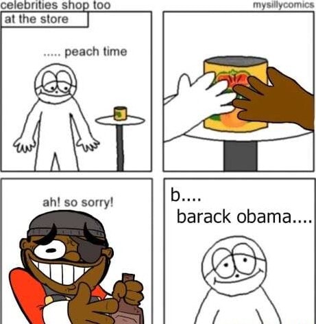 Celebrities shop too. at the store peach time barack obama ...