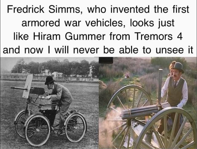 Fredrick Simms, who invented the first armored war vehicles, looks just ...