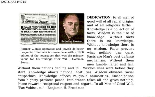 FACTS ARE FACTS Former Zionist operative and Jewish defector Benjamin ...