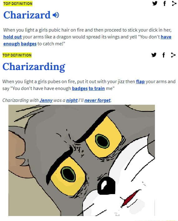 TOP DEFINITION Charizard When you light girls pubic hair on fire and ...
