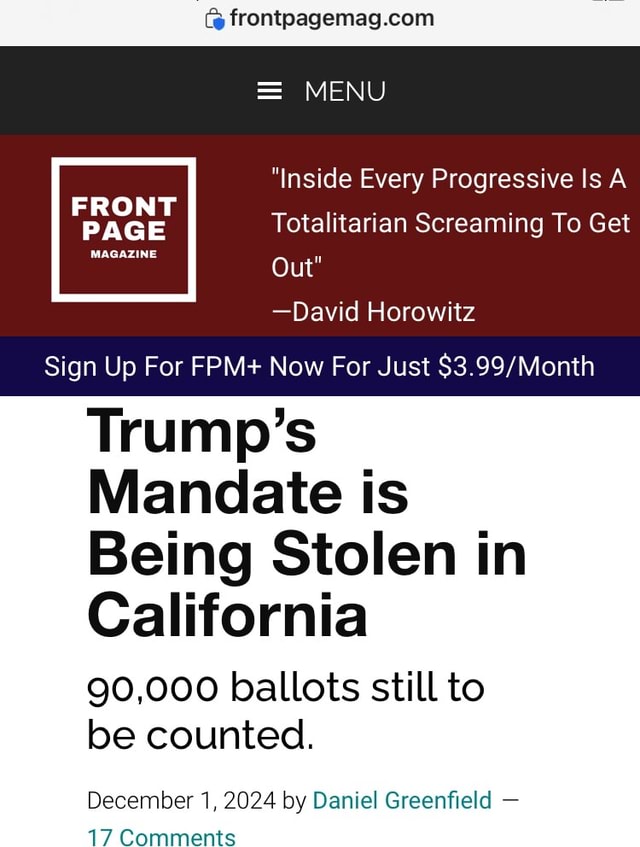 Frontpagemag.com = MENU "Inside Every Progressive Is A FRONT PAGE ...