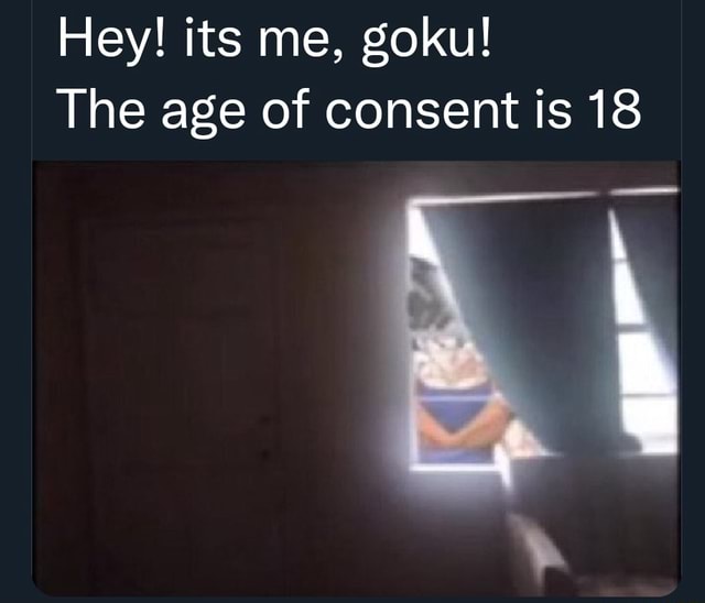 Hey! its me, goku! The age of consent is 18 - iFunny