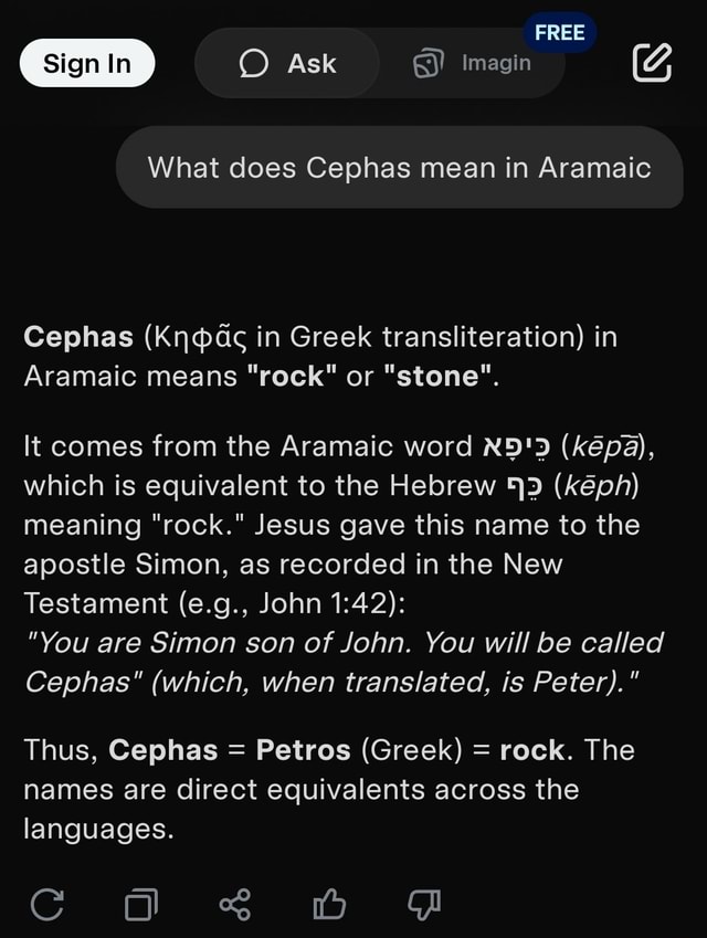 FREE Ask Imagin What does Cephas mean in Aramaic Cephas in Greek ...