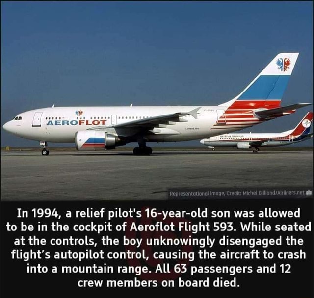 If In 1994, a relief pilot's 16-year-old son was allowed to be in the ...