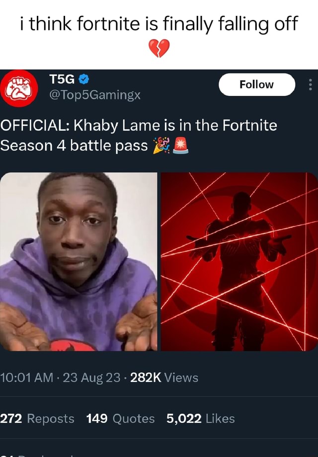 I think fortnite is finally falling off TSG @Top5Gamingx OFFICIAL ...