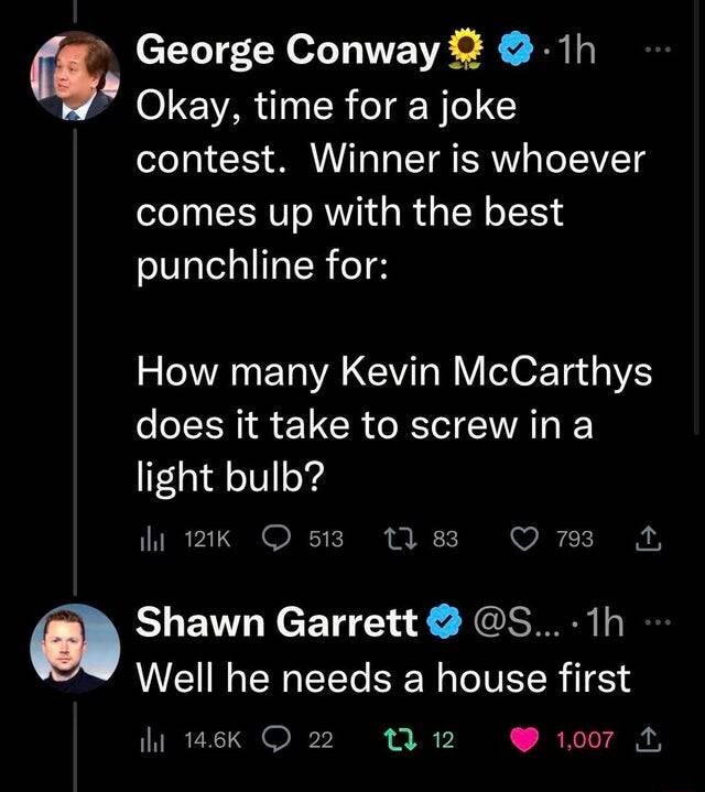 George Conway @-ih Okay, time for a joke contest. Winner is whoever ...