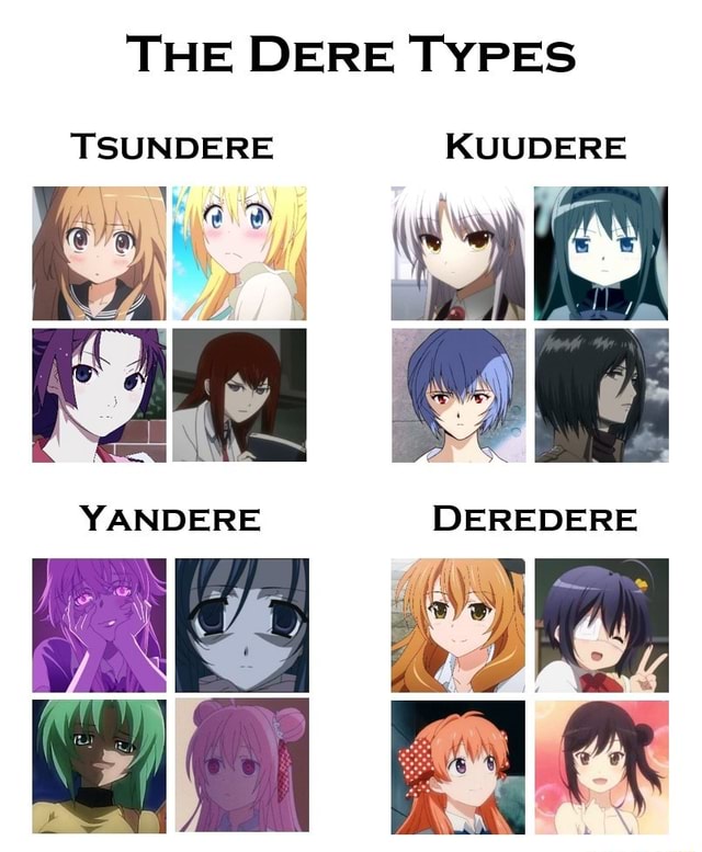 THE DERE TYPES TSUNDERE KUUDERE Viva\ ay YANDERE DEREDERE - iFunny