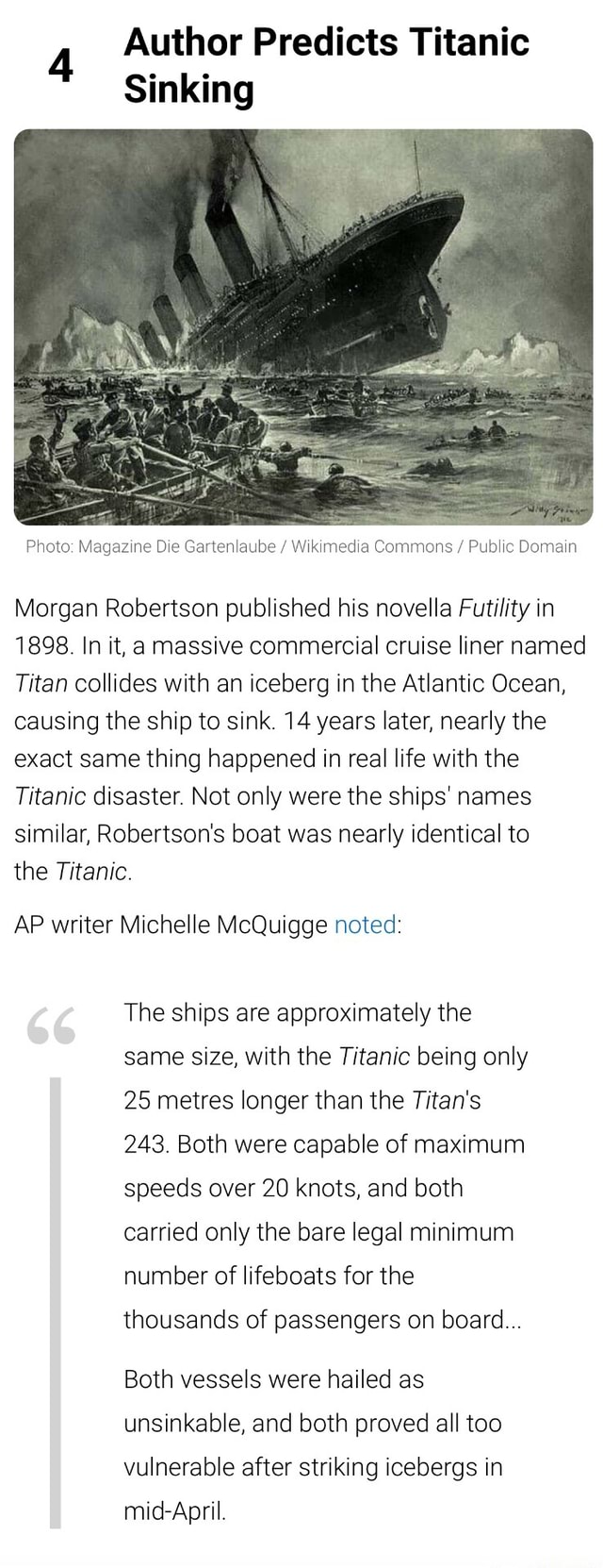 Author Predicts Titanic Sinking Photo: Magazine Die Gartenlaube ...