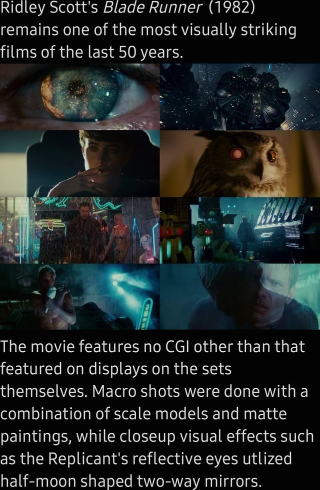 Ridley Scott's Blade Runner (1982) remains one of the most visually ...