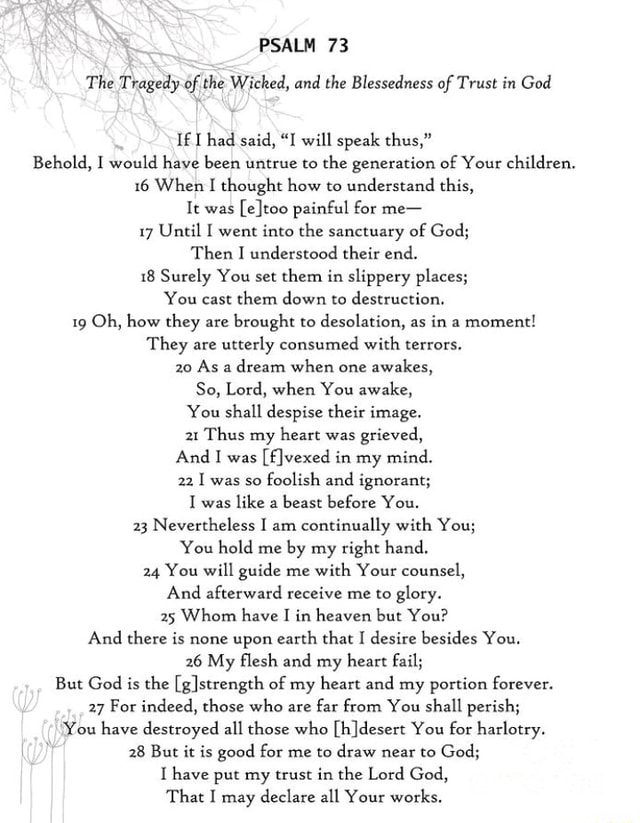 PSALM 73 The Tragedy-of the Wicked, and the Blessedness of Trust in God ...