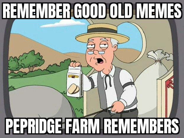 REMEMBER GOOD OLD MEMES tonel I PEPRINGE FARM REMENMRERS - iFunny