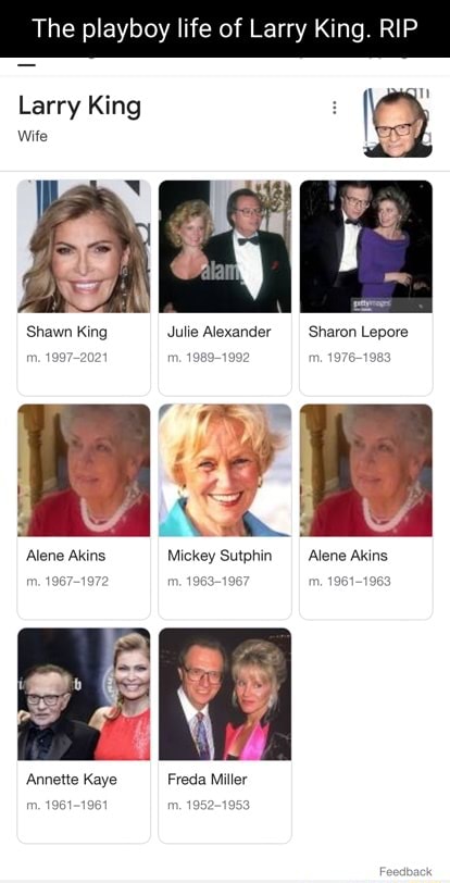 The playboy life of Larry King Wife Shawn King Julie Alexander Sharon ...