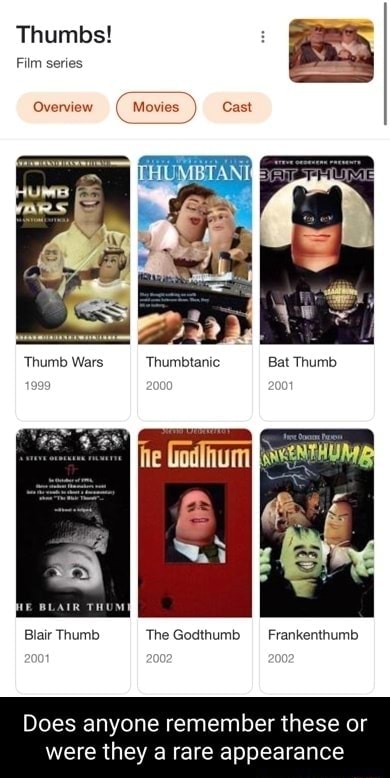 Thumbs! Film series Overview (Movies) Cast 'Thumbtanic Bat Thumb Blair ...