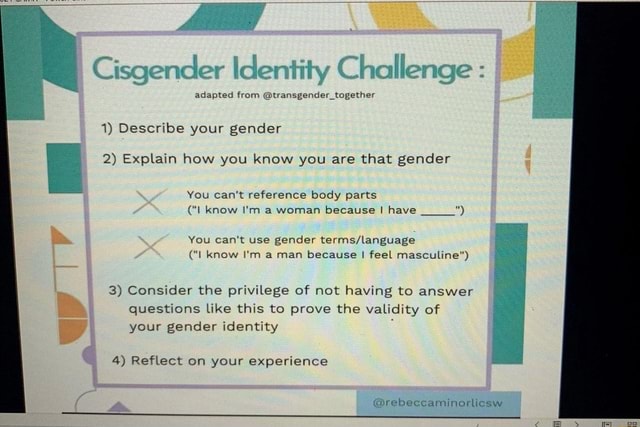 Cisgender Identity Challenge adapted from @transgender_together 1 ...