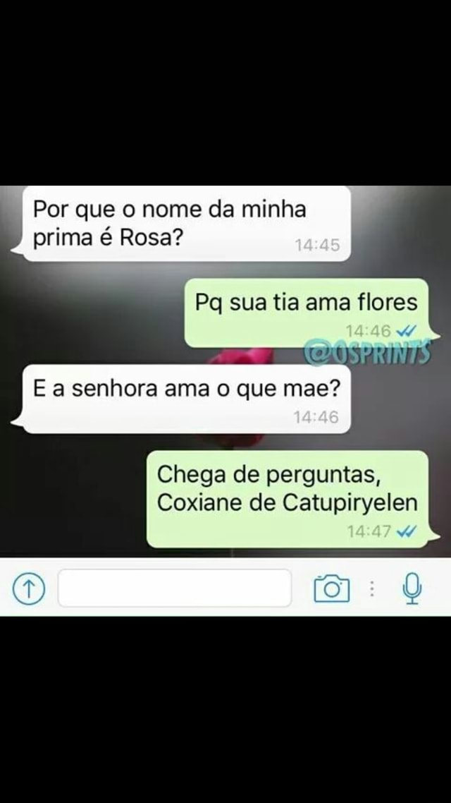 Por Que O Nome Da Minha Prima é Rosa E A Senhora Ama O Que Mae Chega