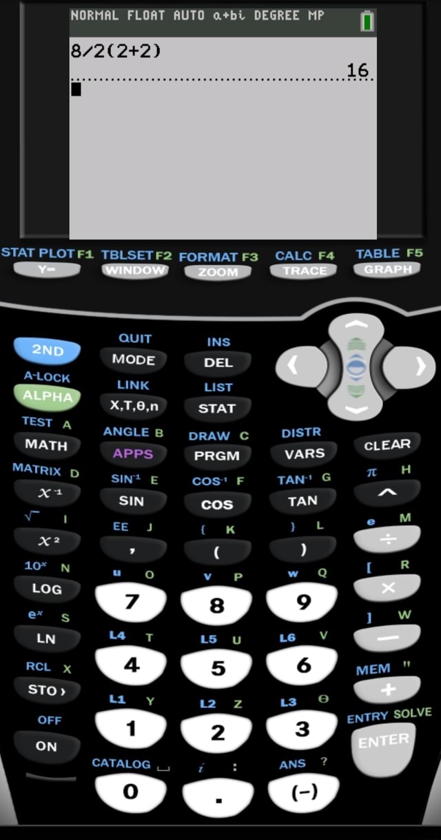 NORMAL FLOAT AUTO atbt DEGREE MP (22) STAT PLOT TBLSET FORMAT ES CALC ...