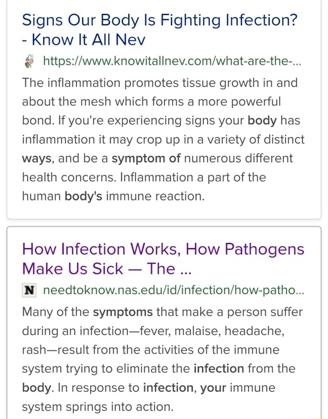 Signs Our Body Is Fighting Infection? - Know It All Nev The ...