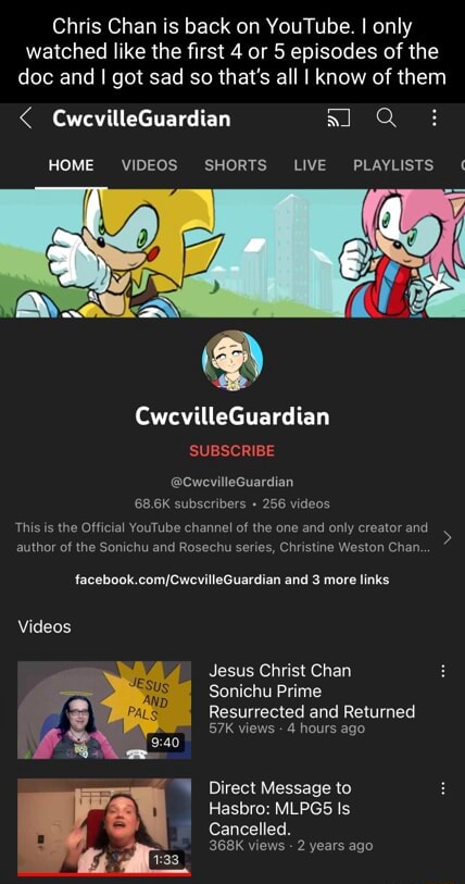 Chris Chan is back on YouTube. I only watched like the first 4 or 5 episodes of the doc and I ...
