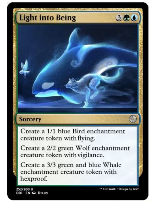 Light into Being Of Create a 1/1 blue Bird enchantment creature token ...