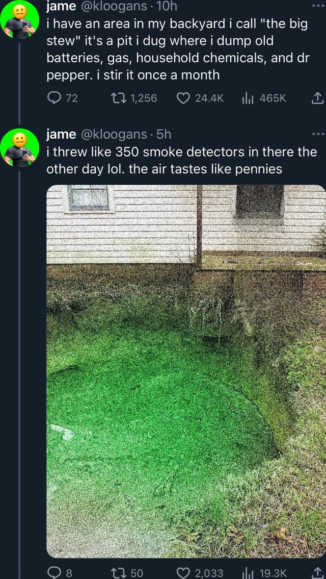 Jame have an area in my backyard call "the big stew" it's a pit i dug ...