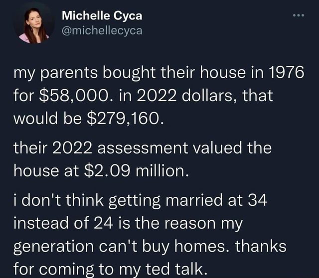 Michelle Cyca @michellecyca my parents bought their house in 1976 for ...