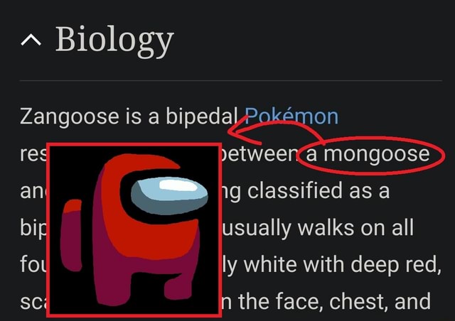Biology Zangoose is a biped Pokemon res yetweenca Mongoose ig ...