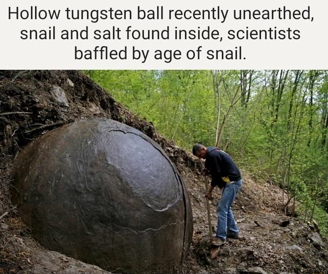 Hollow tungsten ball recently unearthed, snail and salt found inside ...
