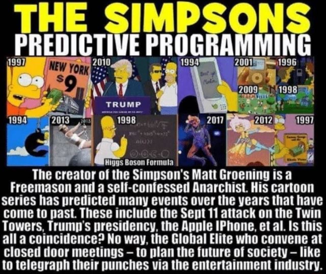 PREDICTIVE PROGRAMMING TRUMP The creator of the Higgs Simpson's Boson ...