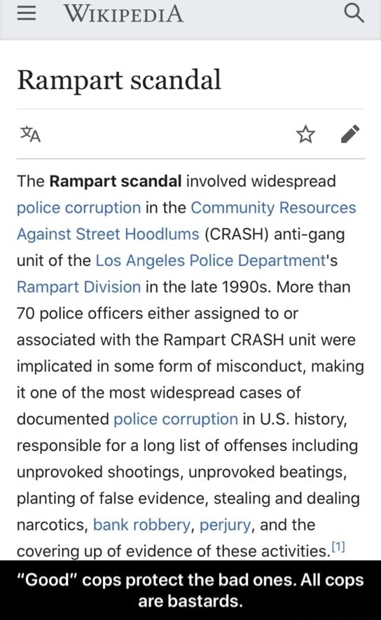 = WIKIPEDIA Q Rampart scandal wi& The Rampart scandal involved ...