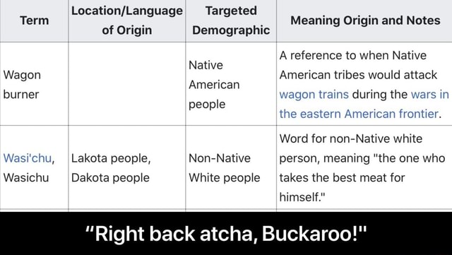 Targeted Term Meaning Origin and Notes of Origin Demographic A ...