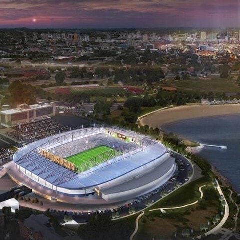 What a soccer stadium would have looked like at the former Bayside Expo ...