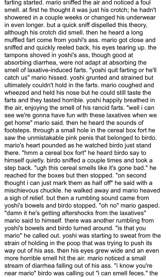 Farting started. mario sniffed the air and noticed a foul smell. at ...