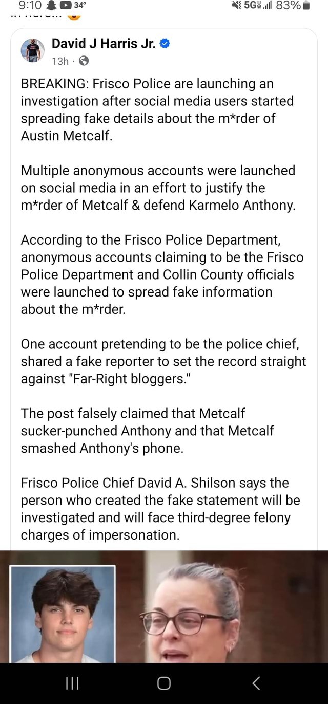 David J Harris Jr. BREAKING: Frisco Police are launching an ...