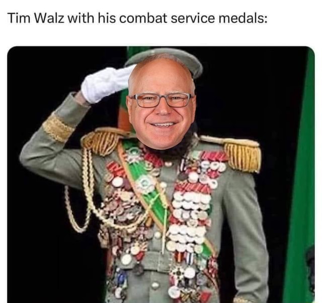 Tim Walz with his combat service medals: - iFunny