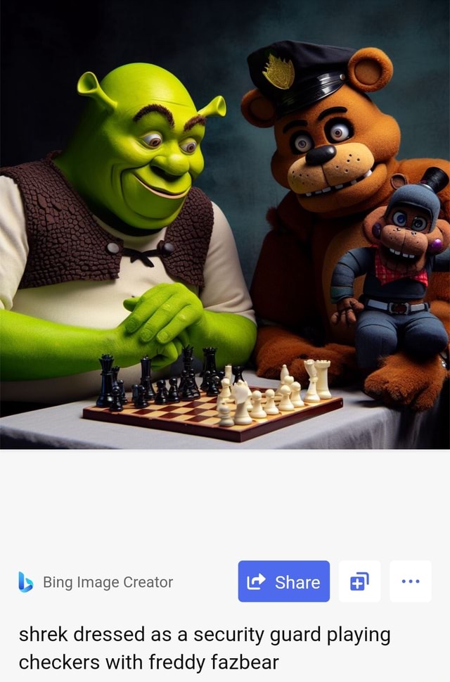 Bing Image Creator Share shrek dressed as a security guard playing ...