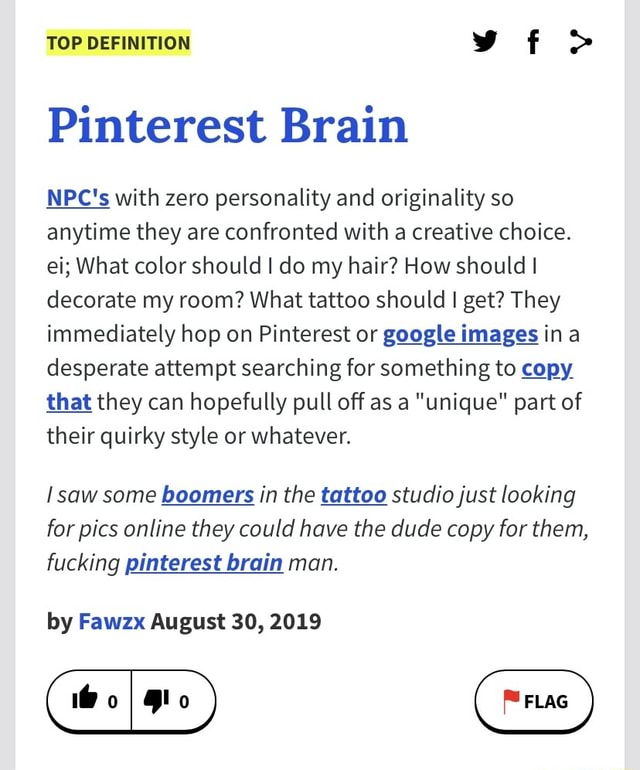 TOP DEFINITION Pinterest Brain NPC's with zero personality and ...