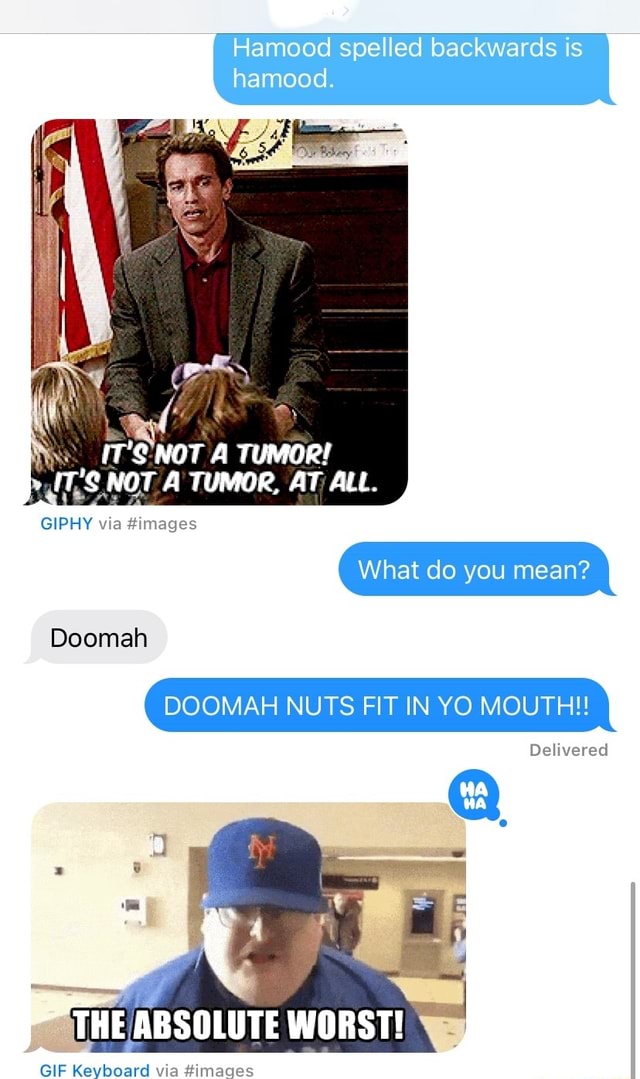 Hamood spelled backwards is hamood. NOT A TUMOR! IT, NOT A TUMOR, AT ...