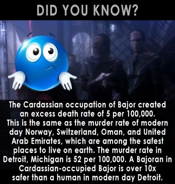 DID YOU KNOW? The Cardassian occupation of Bajor created an excess ...
