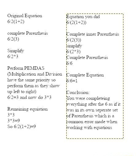 Original Equation 620+: complete Parenthesis 6123) Simplify Pesform ...
