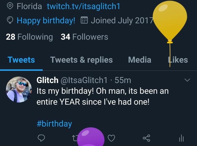 Florida Happy birthday! Joined July 201 28 Following 34 Followers ...