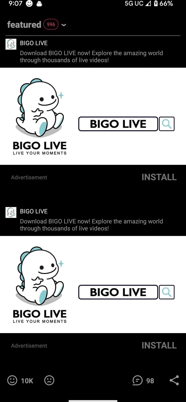 Featured BIGO LIVE 5GUC 66% Download BIGO LIVE now! Explore the amazing ...
