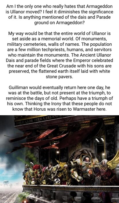 'Am I the only one who really hates that Armageddon is Ullanor moved? I ...