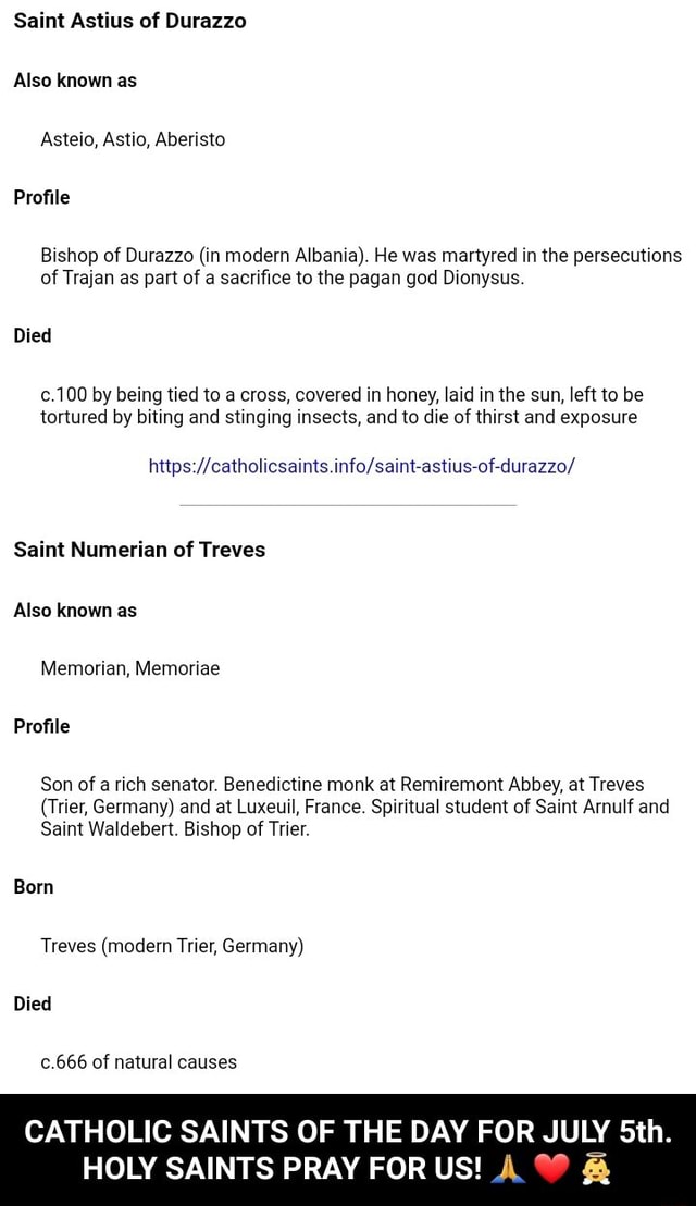 Saint Astius of Durazzo Also known as Asteio, Astio, Aberisto Profile ...