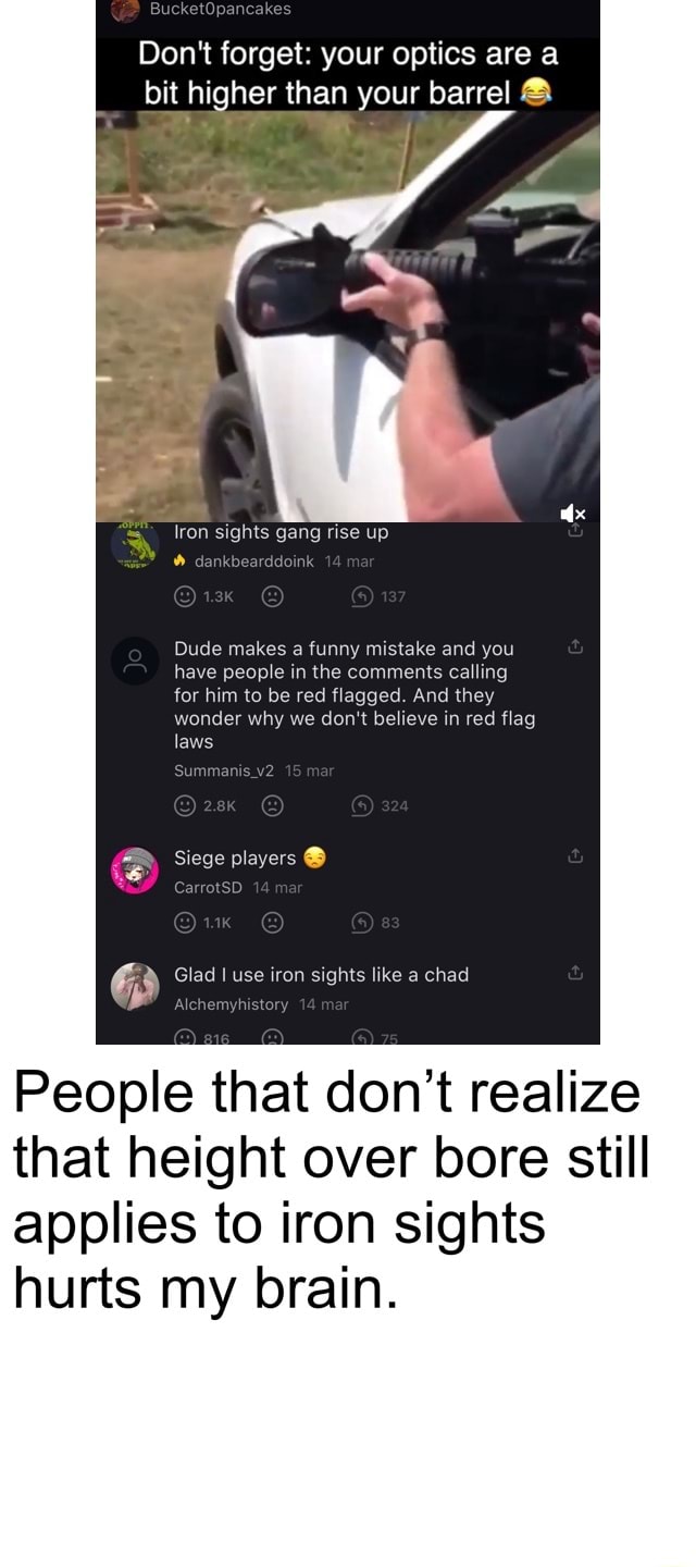 Don't forget: your optics are a bit higher than your barrel Iron sights ...