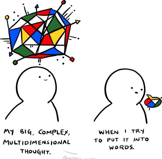 ComPLEX, WE, MULTIDIMENSIONAL THOUGHT. WHEN TRY To PUT IT INTO WORDS ...