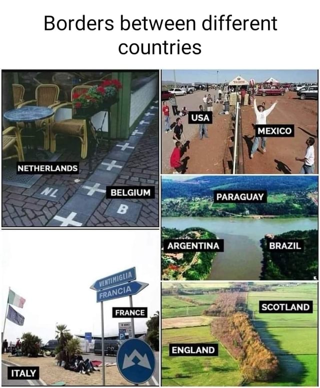 Borders between different countries USA MEXICO NETHERLANDS BELGIUM ...