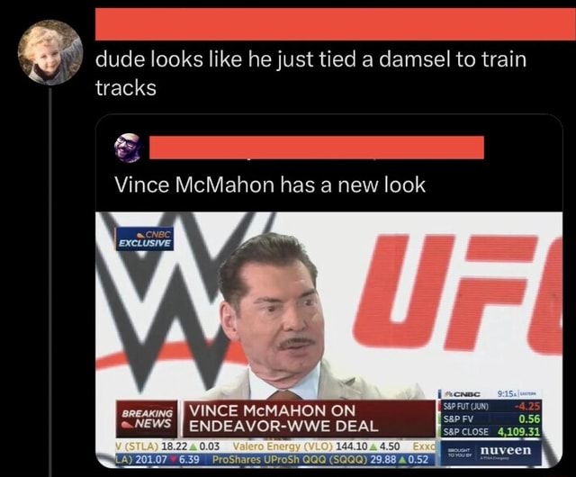 Dude looks like he just tied a damsel to train tracks Vince McMahon has ...